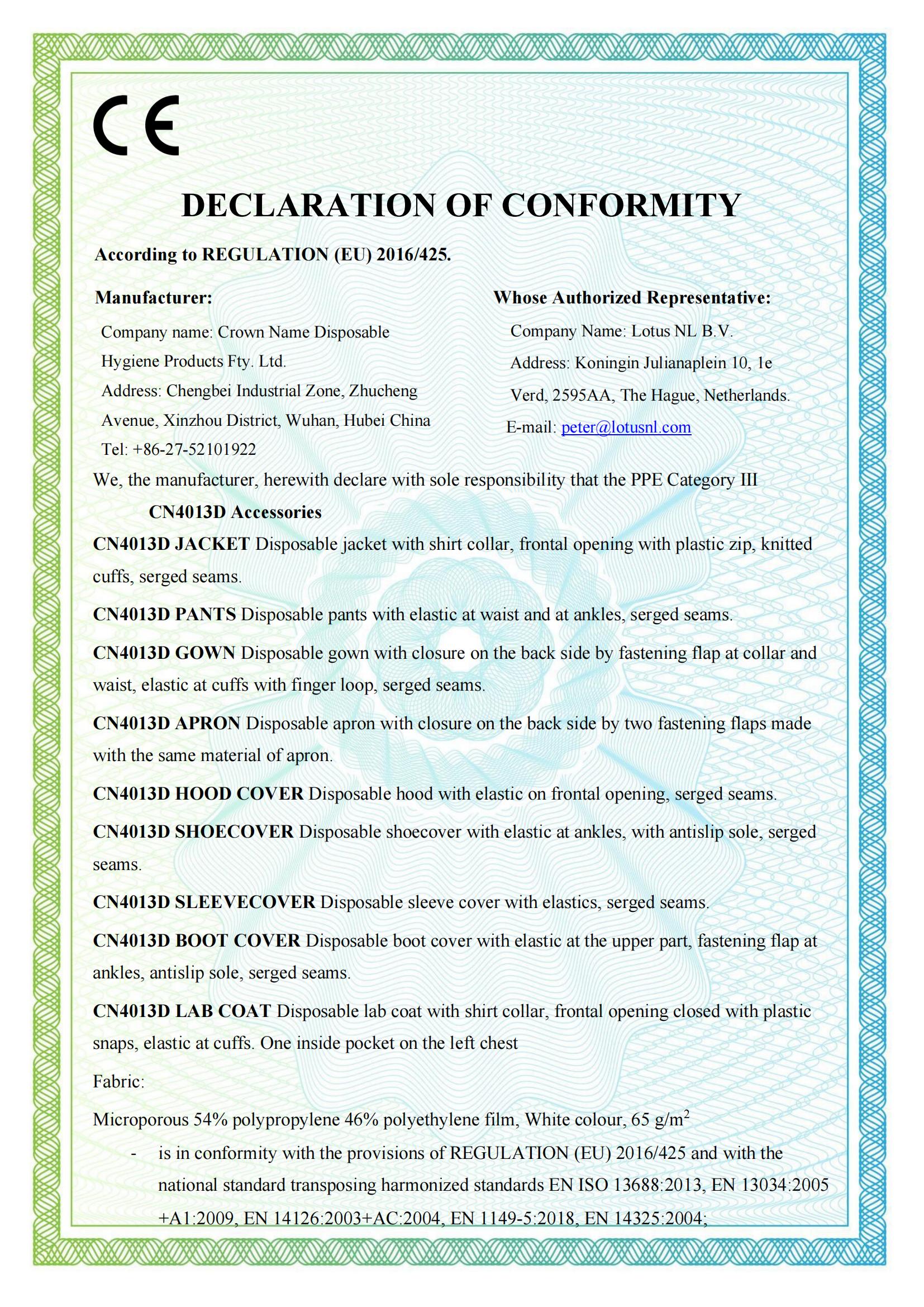CE Declaration of Conformity - Crown Name